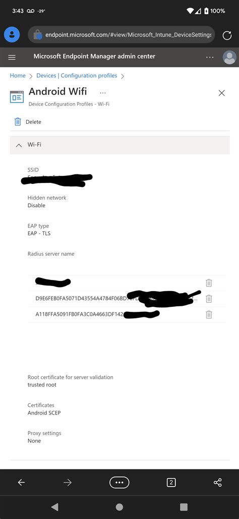 android enterprise eap tls wifi r intune