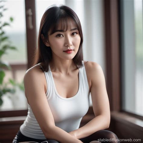 Elegant Xinjiang Model In Home Fitness Session Stable Diffusion Online
