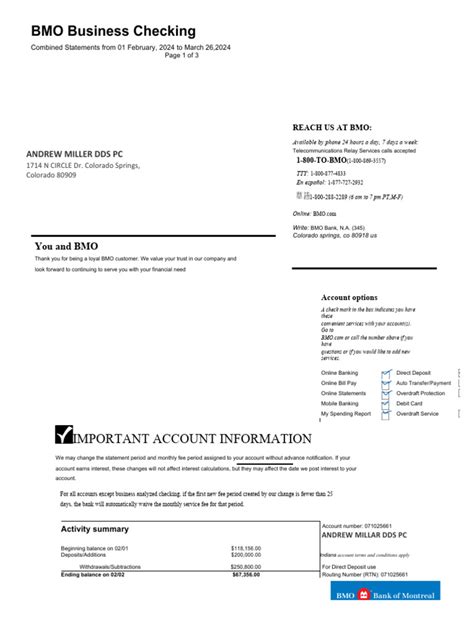 Bmo Statement 2021 Pdf Transaction Account Overdraft