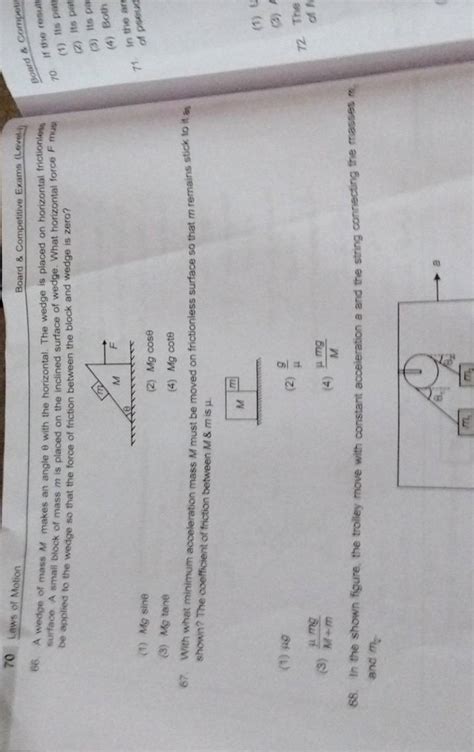 With What Minimum Acceleration Mass M Must Be Moved On Frictionless Surfa