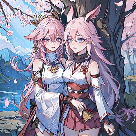 Yae Miko Yae Sakura And Yae Sakura Genshin Impact And More Generated By Gxb Using