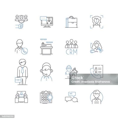 인적 자원 순환 라인 아이콘 컬렉션입니다 채용 선발 배치 온보딩 오리엔테이션 교육 개발 벡터 및 선형 그림 성과 관리 감정 개략 표시 세트 신규 채용에 대한 스톡 벡터 아트