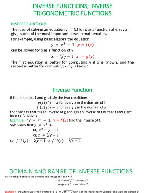 Inverse Functions Inverse Trigonometric Functions Pdf Logarithm Function Mathematics