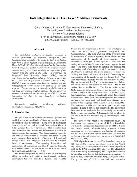 pdf data integration in a three layer mediation framework