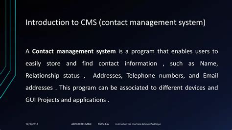 Contact Management System Phone Book Management System Pptx