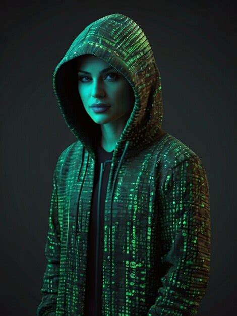Cyber Security Hacker With Binary Background Premium Ai Generated Image