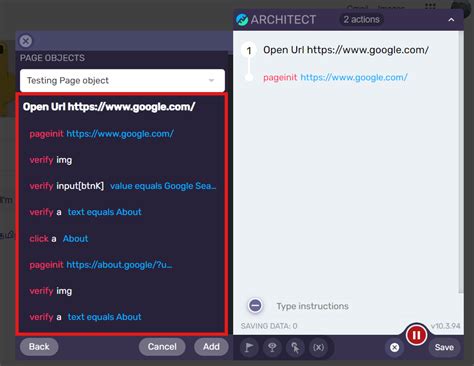 Adding An Existing Page Object During Test Case Creation In Architect Functionize