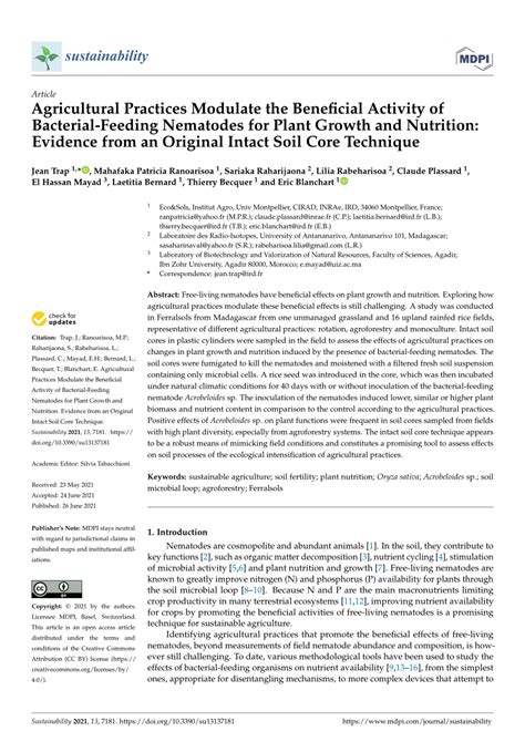 Pdf Agricultural Practices Modulate The Beneficial Activity Of