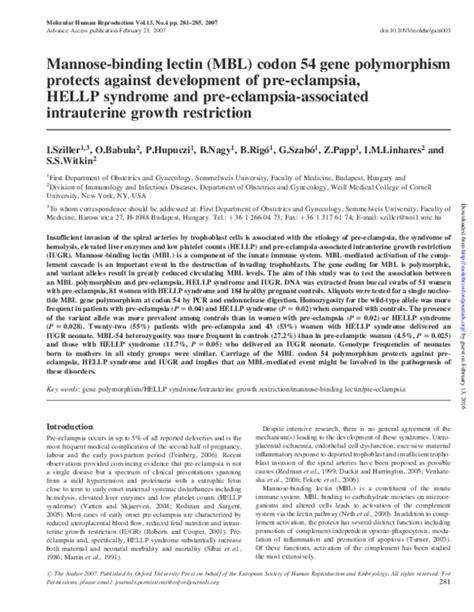 Pdf Mannose Binding Lectin Mbl Codon 54 Gene Polymorphism Protects Against Development Of