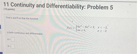 Solved 11 Continuity And Differentiability Problem 5 10