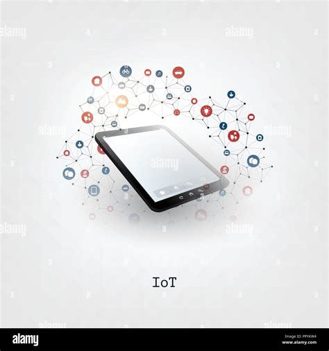 Colorful Internet Of Things Cloud Computing Design Concept With Tablet