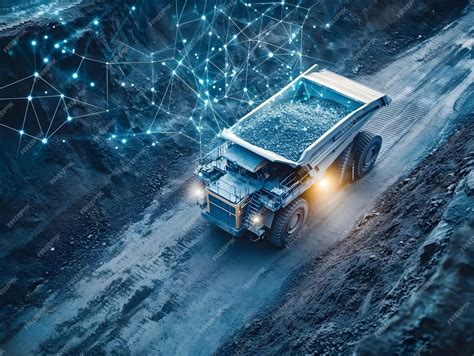 Autonomous Mining Truck Navigating Rugged Terrain With Ai Powered Connectivity And