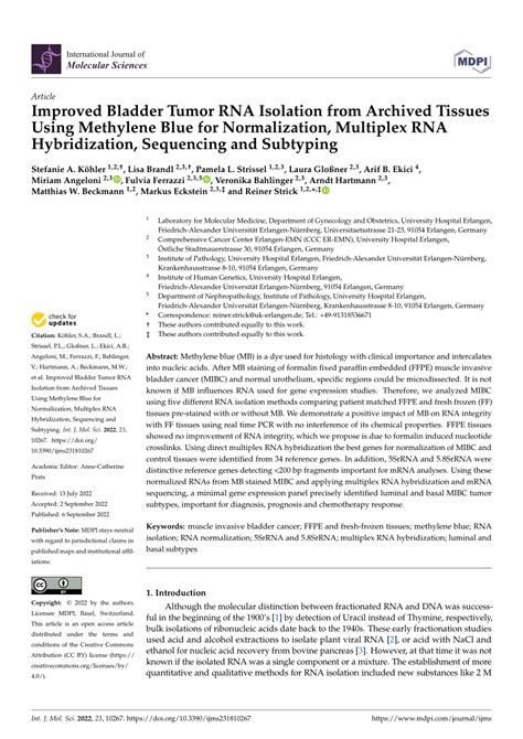 Pdf Improved Bladder Tumor Rna Isolation From Archived Tissues Using