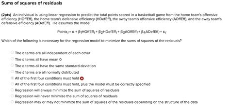 Solved Sums Of Squares Of Residuals 2pts An Individual Is Chegg Com