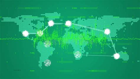 Global Network Connections And Data Transfer Animation Over World Map