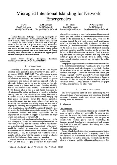 Pdf Microgrid Intentional Islanding For Network Emergencies