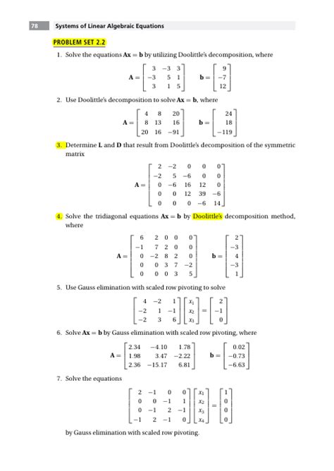 Solved 1 Solve The Equations Axb By Utilizing Doolittles