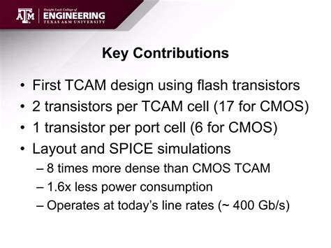 Tcam Design Using Flash Transistors Pptx