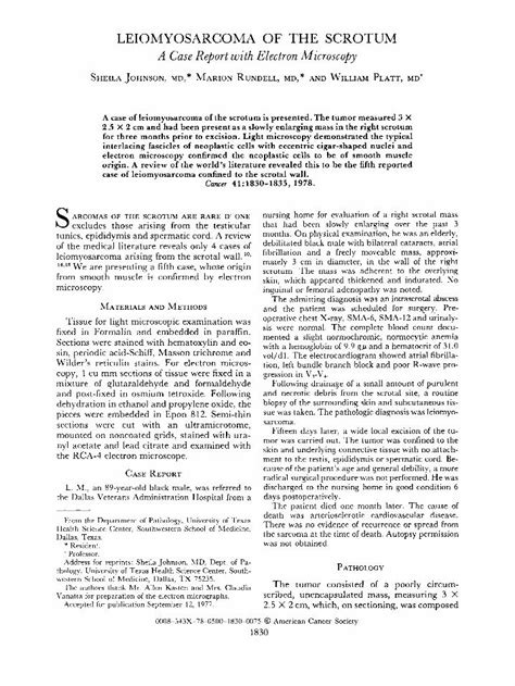 Pdf Leiomyosarcoma Of The Scrotum A Case Report With Electron Microscopy Dokumen Tips