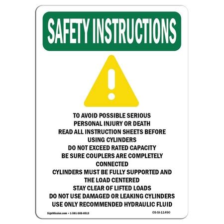 Signmission OSHA SAFETY INSTRUCTIONS Sign To Avoid Possible W Symbol In X In Decal W