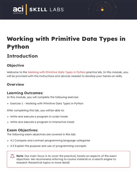 Lab Instructions Working With Primitive Data Types In Python Pdf
