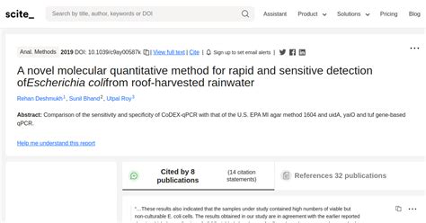 A Novel Molecular Quantitative Method For Rapid And Sensitive Detection Of Escherichia Coli From