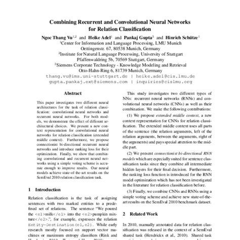 Combining Recurrent And Convolutional Neural Networks For Relation