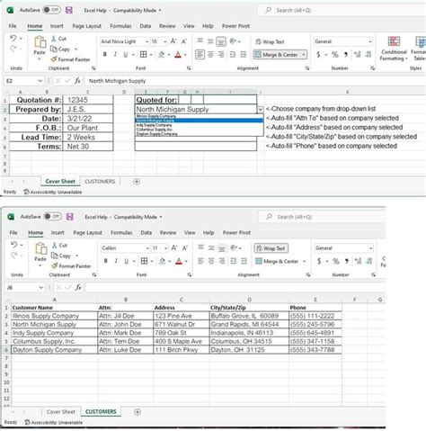 Having Cells Autofill Based On A Drop Down List Selection Rexcel