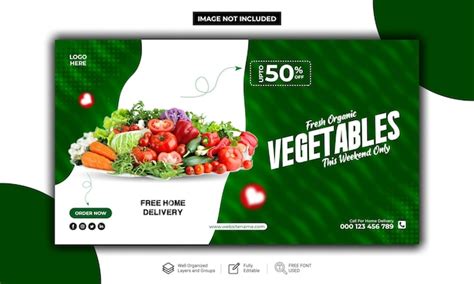 Premium Vector Fresh And Organic Vegetables And Social Media Post And Web Banner Vector Template
