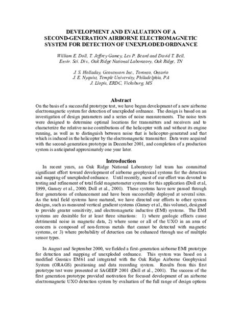 Pdf Development And Evaluation Of A Second‐generation Airborne Electromagnetic System For