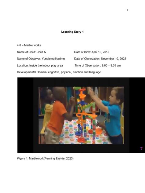 Learning Story Assignment Pdf Communication Emotions