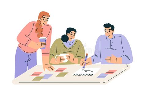 Business Concept With Man And Woman Character At Task Board Vector Illustration Stock