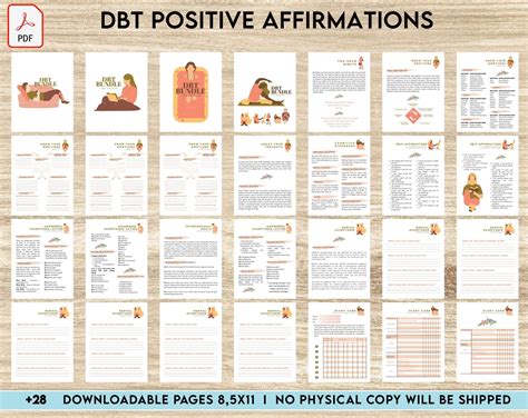 Dbt Workbook Diary Card Cheat Sheet Positive Affirmations
