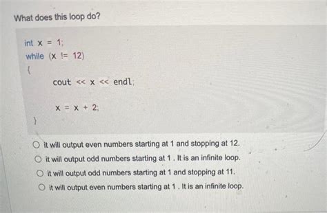 Solved What Does This Loop Do Int X While X Chegg