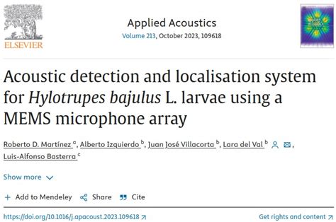 Publicación En La Revista Applied Acoustics Del Artículo “acoustic Detection And Localisation