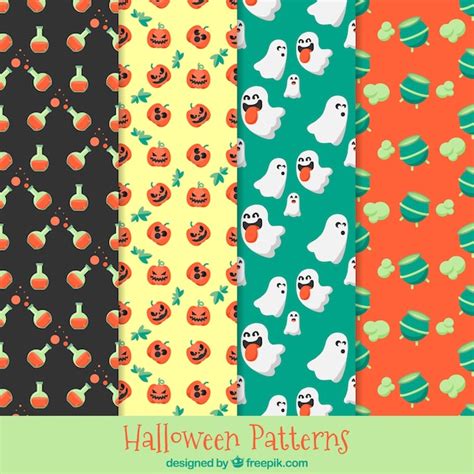 Pattern Set Halloween Party Free Vector