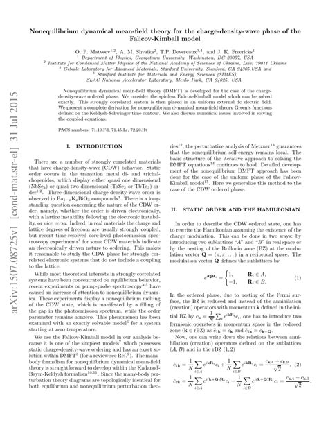Pdf Nonequilibrium Dynamical Mean Field Theory For The Charge Density