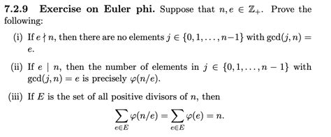 Solved 729 ﻿exercise On Euler Phi Suppose That Neinz