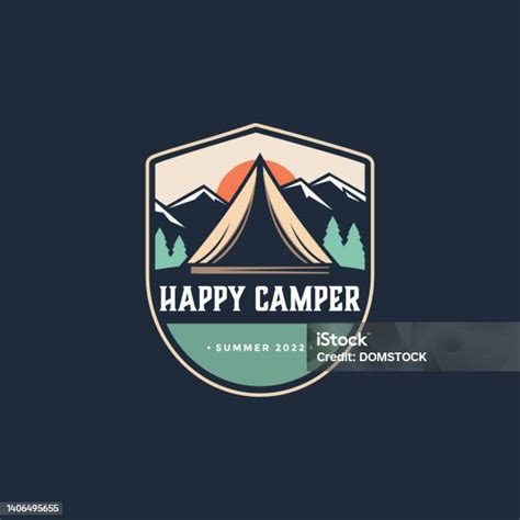 배지 엠블럼 야외 모험 캠핑 로고 벡터 일러스트 레이 션 템플릿 산에 대한 스톡 벡터 아트 및 기타 이미지 산 캠핑 텐트