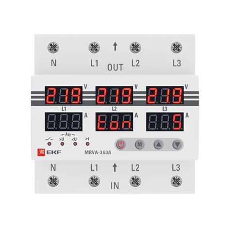 Трехфазное реле напряжения и тока с дисп. MRVA-3 63A EKF купить за ...