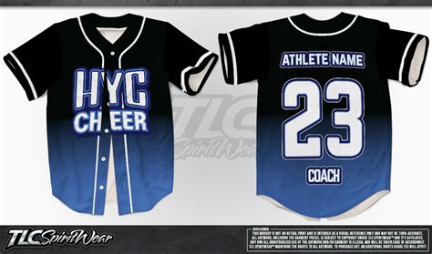 Custom Baseball Jersey Hyc Cheer Tlc Spirit Wear