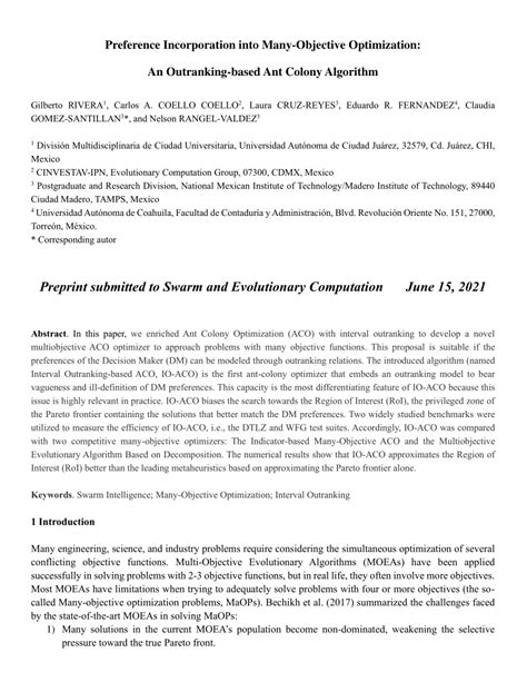 PDF Preference Incorporation Into Many Objective Optimization An