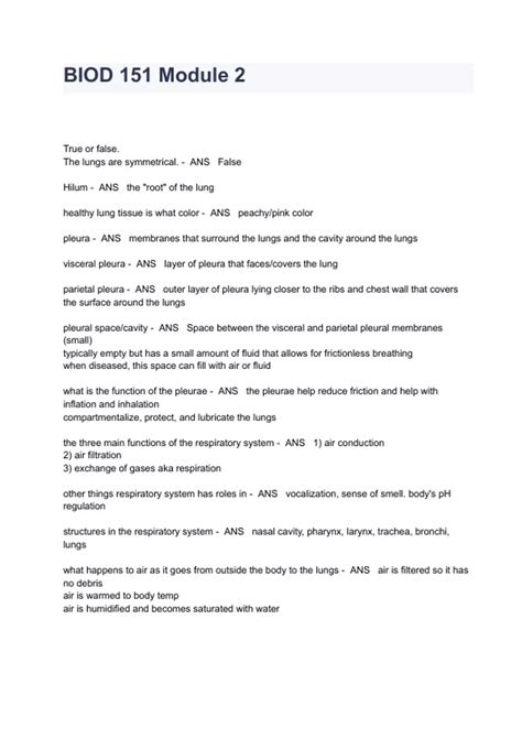 Biod 151 Module 2 Exam Questions And Answers Bio 151 Stuvia Us