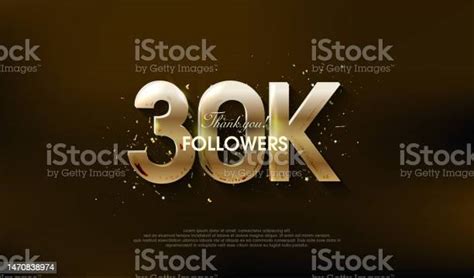 매우 고급스러운 금색으로 30k 추종자에게 감사하는 현대적인 디자인 30 킬로미터에 대한 스톡 벡터 아트 및 기타 이미지 30 킬로미터 3차원 형태 Number
