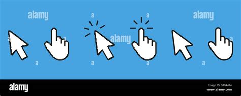 Cursor And Pointer Icons Pixelated Icon Set Pixel Art Symbol Collection Of Cursors And Hands