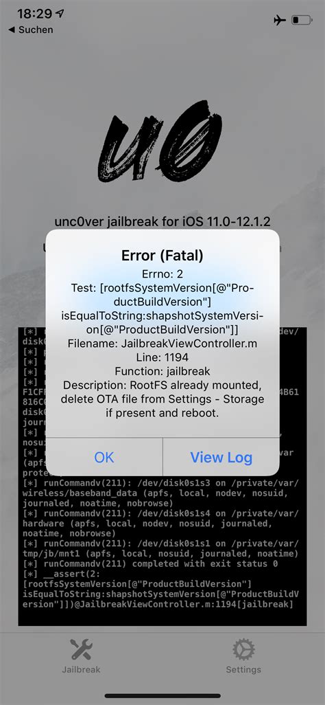 Error Rootfs Already Mounted Fssnapshotlist Invalid Argument