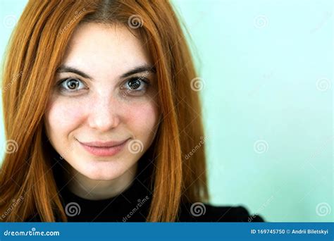 Close Up Portrait Of A Pretty Redhead Girl Stock Photo Image Of Happiness Lady
