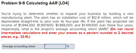 Solved Problem 9 6 Calculating Aar Lo4 Youre Trying To