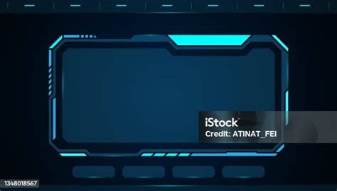 파란색 제어판 추상 기술 인터페이스 는 검은 색 배경 벡터 디자인에 Hud 프레임에 대한 스톡 벡터 아트 및 기타 이미지 프레임 초현대적 헤드업 디스플레이 그래픽
