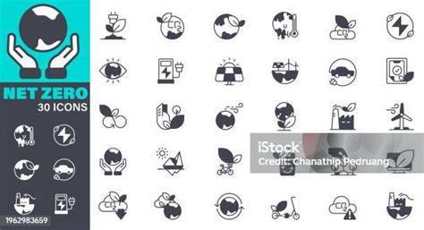 Net Zero 아이콘 세트 솔리드 아이콘 컬렉션 벡터 그래픽 요소 아이콘 기호 비즈니스 제로 웨이스트 환경 보전 이산화탄소 감소에 대한 스톡 벡터 아트 및 기타 이미지